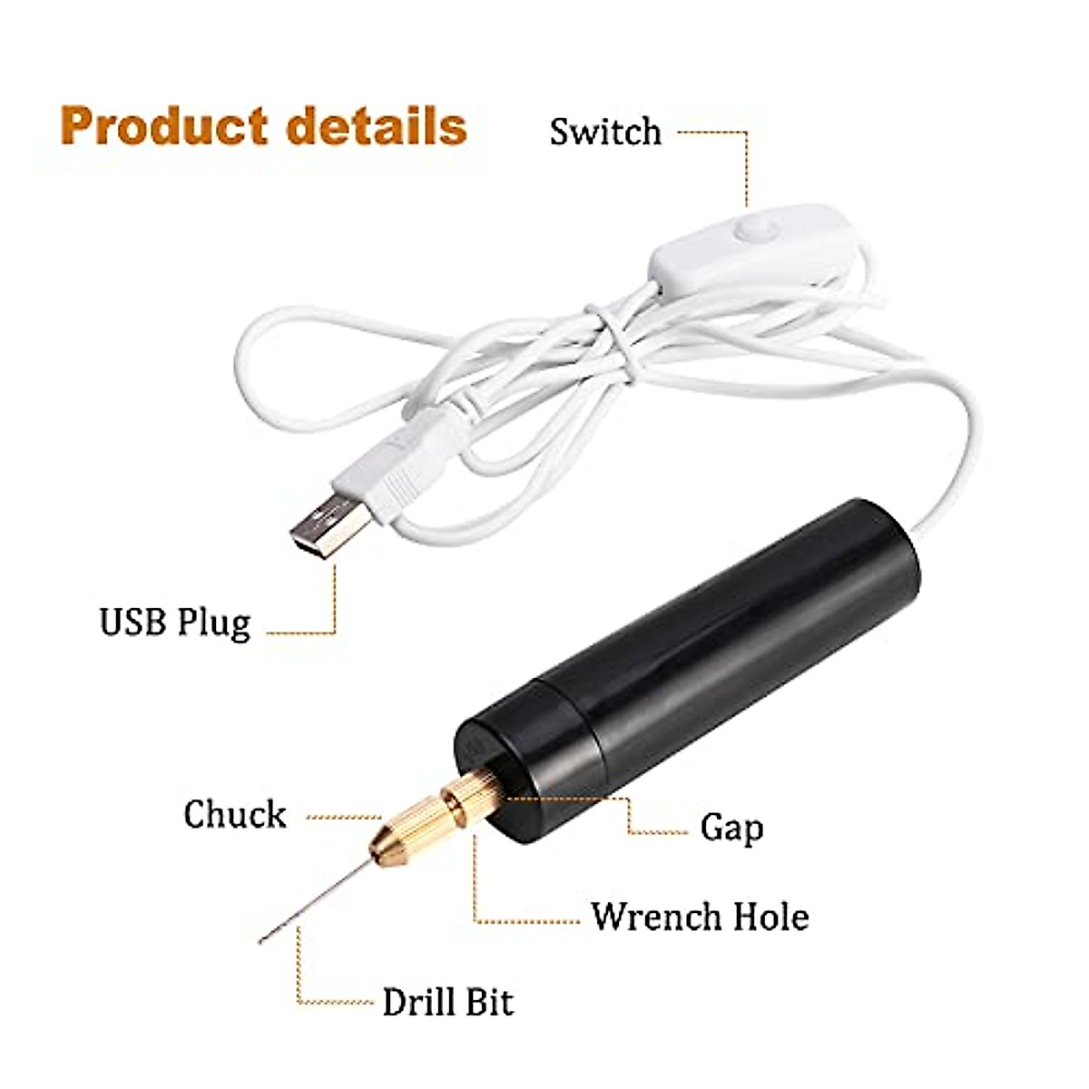 Mini Hand Drill for Arts and Crafts,Mini Electric Drill Set 0.7-1.2 mm Pin Vise Hand Drill with Drill Bits and Wrench DIY Jewelry Pendant Crafts Making