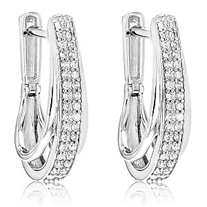Vir Jewels 1/4 cttw Diamond Hoop Earrings .925 Sterling Silver 60 Stones Dangle 3/4 Inch