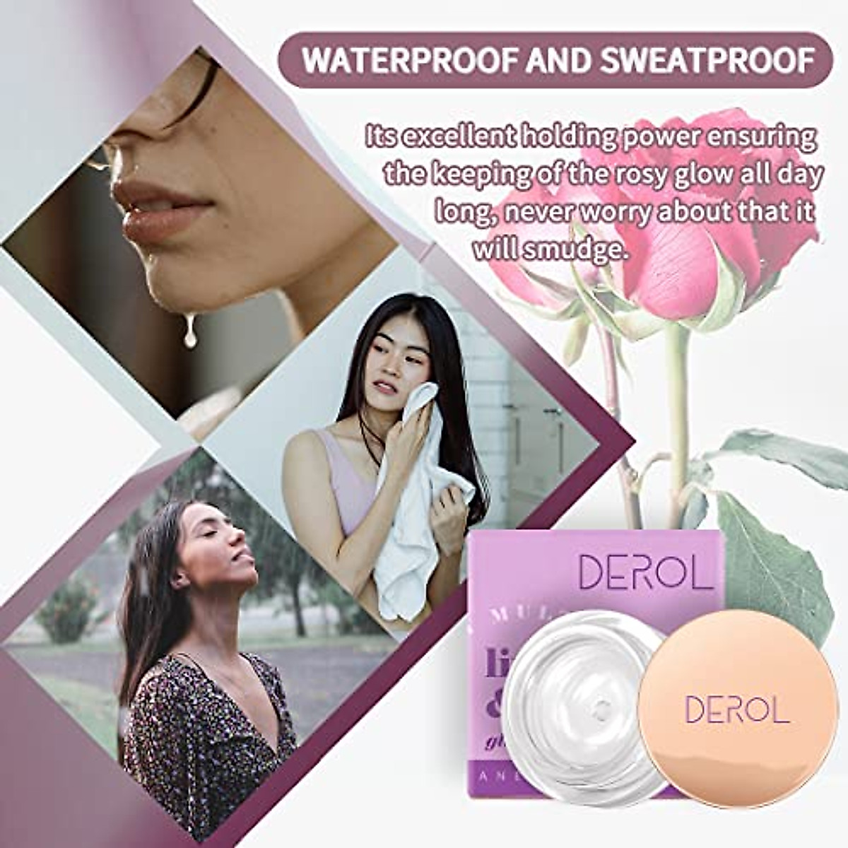 NewBang 2pcs Color Changing Blusher for Cheek Moisturizing Blush Rouge Multi-use Cream for Cheek & Lip Waterproof Gel for Cheeks & Lips Glossy Shiny Finish Blush Makeup