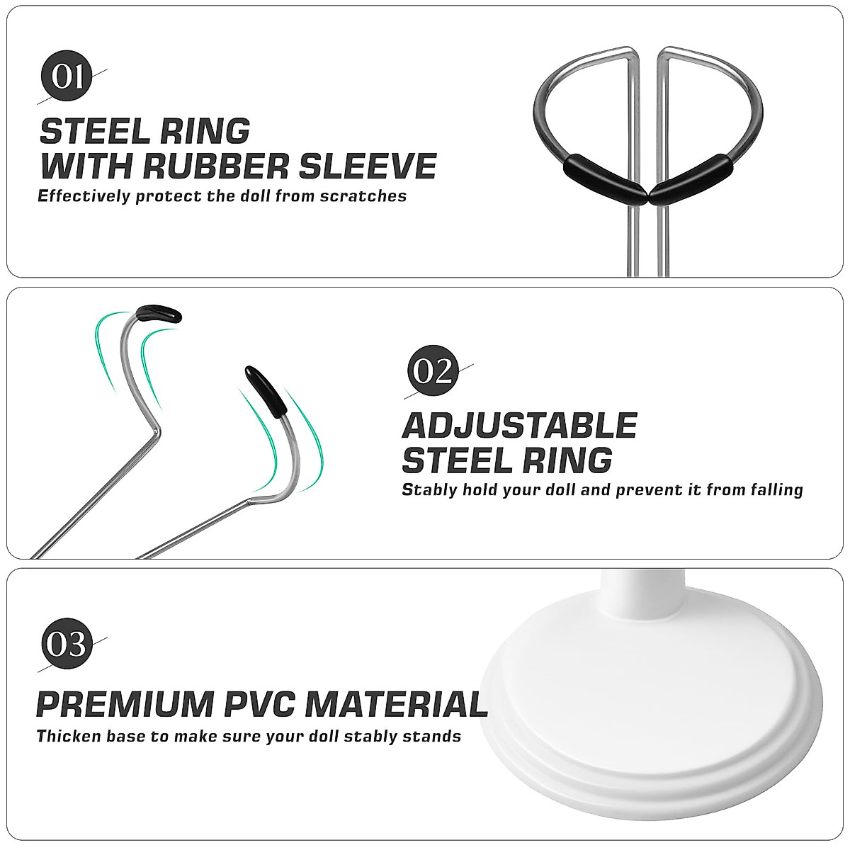 TOYANDONA 4pcs Doll Stand Action Figure Stand Portable Teddy Bear Stand for Mini Dolls