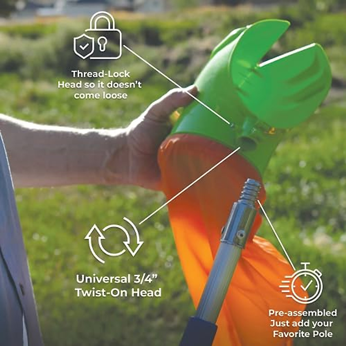 Easy Pickins EP-FH-1 Fruit Picker Basket with Funnel, Green