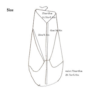 Woent Sexy Bikini Breast Chain Silver Crystal Bra Body Chain Lingerie Necklace Accessories Nightclub Jewelry Adjustable for Women and Girls