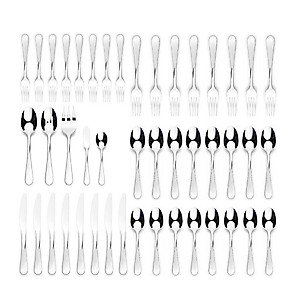 ORNATIVE - Noa Flatware Set with Service for 8, Silverware Set Includes Knives, Forks & Spoons for Home, Kitchen & Restaurant, 18/0 Stainless Steel & Dishwasher Safe - 45 Pieces, Mirror