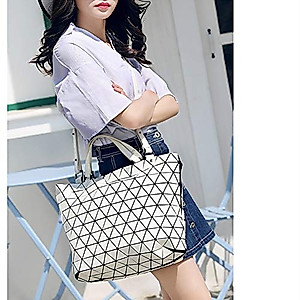 Luminous Purses Geometric Handbags for Women Changeable shape Reflective Shoulder Bag Matte Totes (Blue)