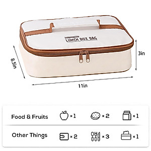ACUDUDOMA Medium Lunch Bag, Insulated Lunch Box for Men Women, Portable Lunch Box, Reusable Lunch Bag, Snack Container Portable Cooler Bags