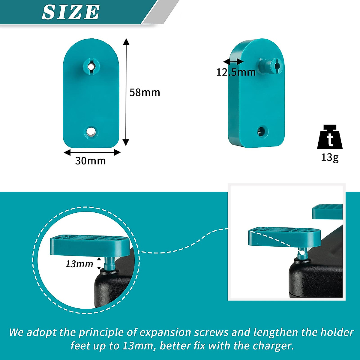 2 Pack Makita Charger Holder, Charger Mount for Makita DC18RC DC18RD DC18RA DC18RF DC18SC DCB18SD DC18SF Chargers(Single & Double & 4-Port Charger)