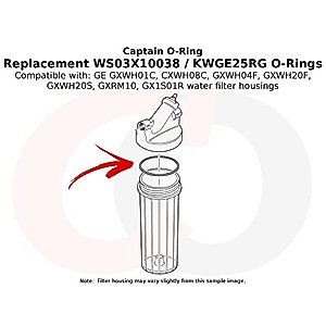 Captain O-Ring - GE KWGE25RG (WS03X10038) Replacement ORings for GE GXWH01C, CXWH08C, GXWH04F, GXWH20F, GXWH20S, GXRM10 & GX1S01R Water Filters (3 Pack)