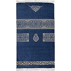 Modefa Turkish Islamic Prayer Rug - Foldable Orthopedic Foam Prayer Mat Janamaz - Thick & Comfortable Padded Muslim Praying Mat for Men & Women - Ramadan or Eid Gift - Luxury Meccan (Deep Blue)