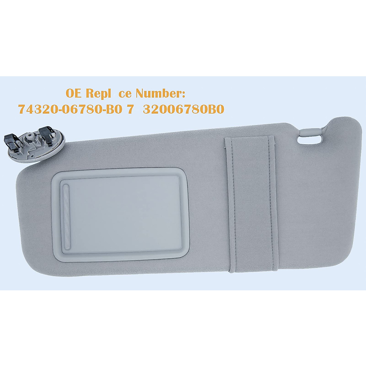 Left Driver Side Sun Visor Compatible with 2007 2008 2009 2010 2011 Toyo-ta Camry and Camry Hybrid Without Sunroof Replaces Model 74320-06780-B0(Gray)