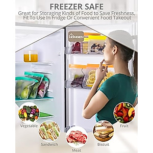 HOMGEN Reusable Storage Bags, 26Pcs BPA Free PEVA Fridge Reusable Storage Bags Leak Proof Resuable Freezer Bags, Reusable Gallon Bags, Reusable Sandwich Bags for Meat Fruit Veggies etc