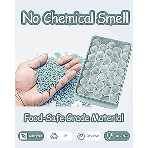 EWRITN Ice Cube Tray, Round Ice Ball Maker for Freezer,Circle Ice Trays Making 99pcs with Sphere Ice Balls Chilling Drinks （3Pack Blue Trays, 3 Steel Metal Straws,1 Ice Bucket Scoop & Tong）