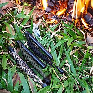 makstore Fire Starter 1/2"x5" Flint Steel Ferro Rod Survival kit with Multitool Fire Striker and Paracord for Camping, Hiking, Backpacking (Army Green)