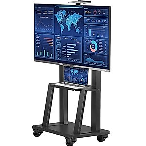 Suptek Mobile TV Cart Floor Stand for 32-70 inch TVs and LED LCD Screens Large Base Height Adjustable (ML1700S)