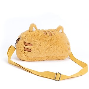 GeekShare Fat Cat Plush Bag with A Shoulder Strap, Cartoon Crossbody Bag Carrying Case Compatible with Nintendo Switch/OLED and Other Accessories