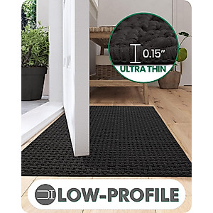 LUMI Indoor Door Mat, Non-Slip, Absorbent, Fade Resistant, Easy Clean, Natural Rubber Backed, Industrial Grade Polypropylene Fibers, Beautifully Crafted Design Mat, 24"x36", Dark Grey