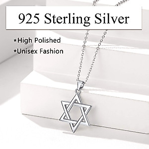 U7 Silver Star of David Necklace Religious Jewish Jewelry for Women 925 Sterling Silver Israel Necklace Pendant with Chain 18 Inch