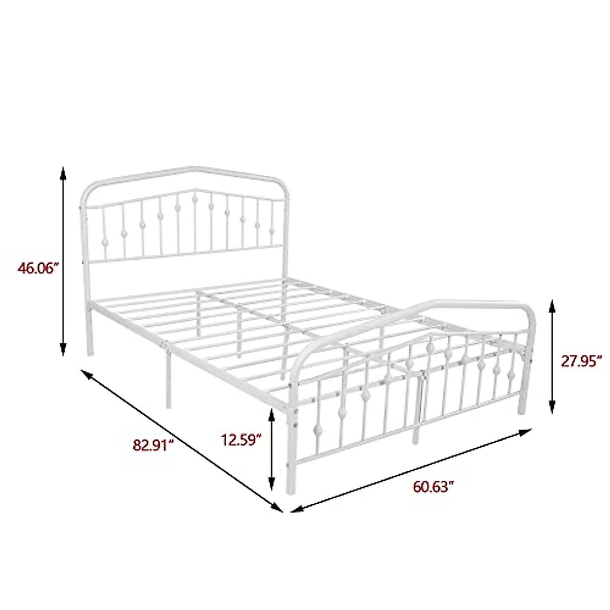 Zoophyter Metal Platform Bed Frame Queen Size No Box Spring Needed with Headboard Footboard Premium Steel Slat Support White