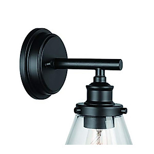 Globe Electric 44633 Parker 1-Light Outdoor Indoor Wall Sconce, Matte Black, Clear Glass Shade