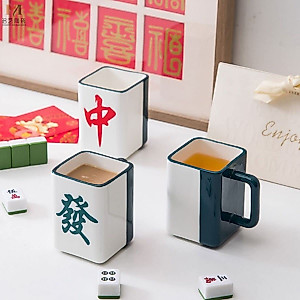 LmlJoo Mahjong coffee cup（400ml） Mahjong Gifts for Women and Men, Funny Gifts for Mahjong Lovers (Red)