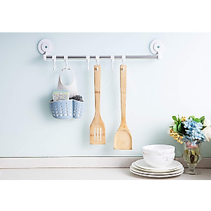 Hanleydepot sink caddy sponge holder for kitchen sink faucet hanging caddy organizer for sponge, brush, soap and towel Blue