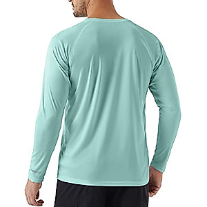 Men's Long Sleeve Shirts UPF 50+ SPF Sun Protection Shirts for Fishing Hiking Rash Guard Swim Light Green L