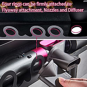 2in1 Wall Mounted Holder for Dyson Supersonic Hair Dryer, Bathroom Storage Bracket Rack for Dyson Airwrap, Hair Dryer Organizer Fits Barrels Brushes Diffuser Nozzles for Hair Salon Barbershop