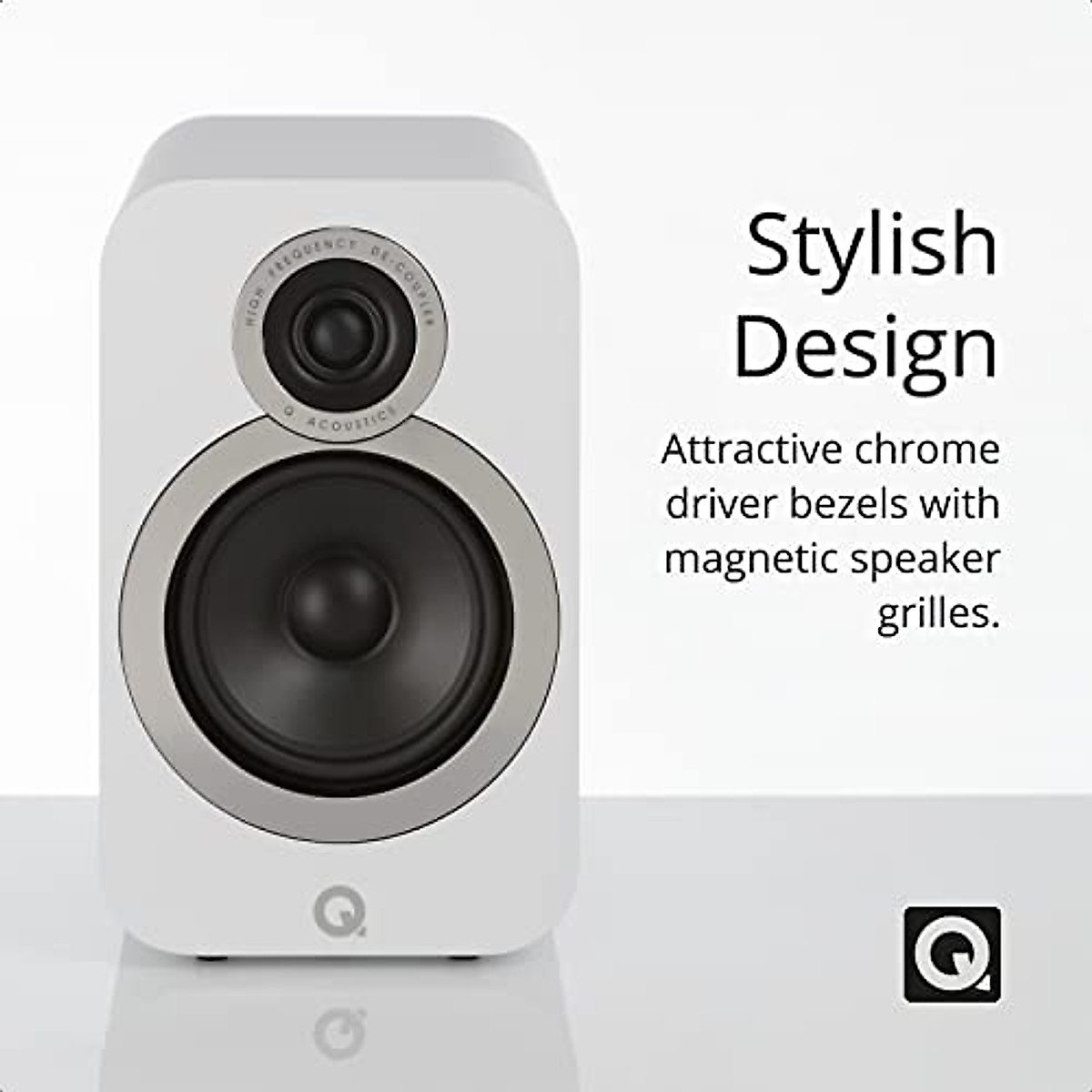 Q Acoustics 3020i Bookshelf Speakers Pair Arctic White - 2-way Reflex Enclosure Type, 5" Bass Driver, 0.9" Tweeter - Stereo Speakers/Passive Speakers for Home Theater Sound System