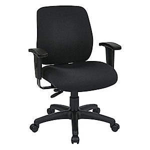 Office Star Deluxe Adjustable Office Task Chair with Ratchet Back Height Adjustment and Thick Padded Seat, with Arms, Coal FreeFlex