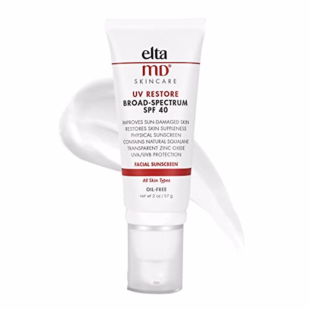 EltaMD UV Restore SPF 40 Anti Aging Face Moisturizer For Women, Broad Spectrum Physical Sunscreen with Zinc Oxide, Mineral Face Sunscreen, Anti Aging Moisturizer, Improves Skin Smoothness, 2 oz Tube