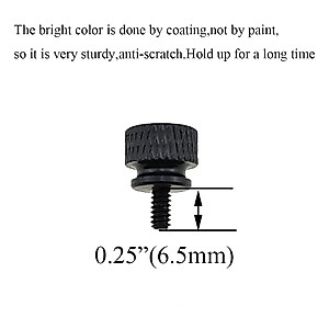 Hahiyo Anodized Aluminum Thumbscrews 6#-32 Thread Size Large Knurled Head Cage Mounts Hand Tighten Easy to Grip and Turn Not Damage Inside Sturdy, Black 10pcs (2021033103-Thumbscrews)
