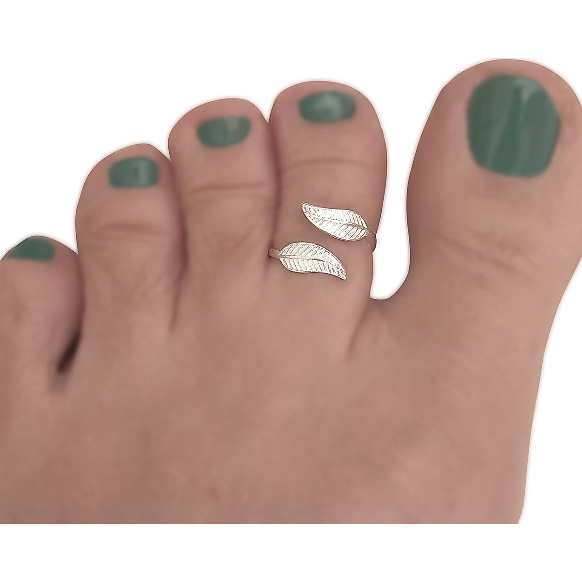 Handmade Silver Leaf Wrap Adjustable Toe Ring, 925 Sterling Silver, Classic Floral Open Toe, Pinky or Knuckle Rings for Women, foot bare jewelry, By MiYa Jewelry Creations