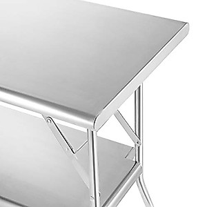 GRIDMANN Stainless Steel Folding Table 48 x 24 Inch with Under Shelf, NSF Kitchen Prep & Work Table