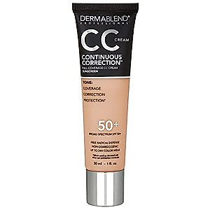 Dermablend Continuous Correctionâ„¢ Tone-Evening CC Cream Foundation SPF 50+, Full Coverage Foundation Makeup & Color Corrector, Non-Comedogenic , 1 Fl Oz (Pack of 1)