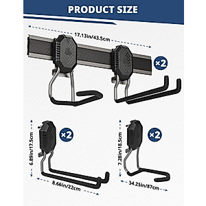 DEERFAMY 4 Pack Garage Storage Organization, Heavy Duty Wall Mount Garage Tool Organizer Support 66lbs, For Organizer Garden Yard Tool, Bikes