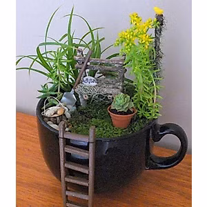 Touch of Nature Mini Fairy Garden Bucket, 1-Inch, Grey