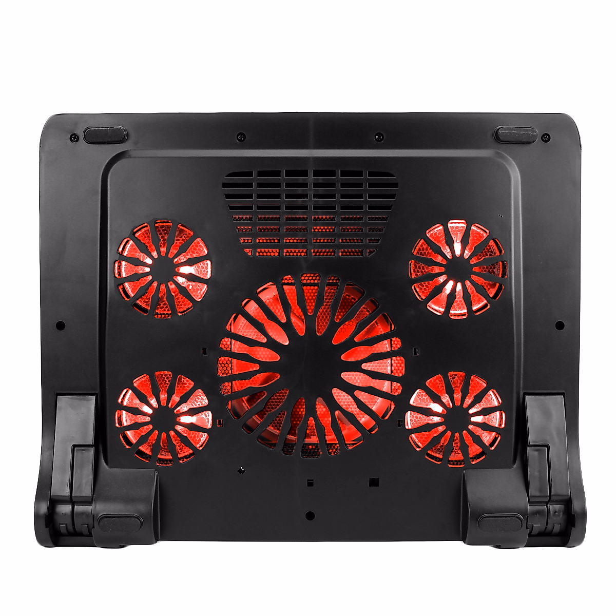 ENHANCE Gaming Laptop Cooling Pad Stand with LED Cooler Fans , Adjustable Height , & Dual USB Port for 17 inch Laptops - 5 Ultra Quiet High Performance Fans 2630 RPM & Built-In Bumpers - Red