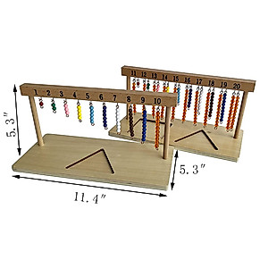 Kghios Montessori Math Toys Materials for Toddlers 1-20 Beaded Hanger Color Bead Stairs with Beads Montessori Mathematics Eductional Materials Learning Tools Preschool Toys