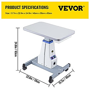 VEVOR Motorized Instrument Table Professional Medical Cart Dental Cart Adjustable Optical Eyeglass Motorized Instrument Work Table for 2 Instruments (A16 22.8"x15.7")