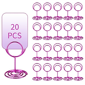 Biiange 20pcs Mini Place Card Holders, Roundness Place Table Number Holders, Table Card Holders for Photos, Food Signs, Memo Notes, Weddings, Restaurants, Birthdays (Pink)