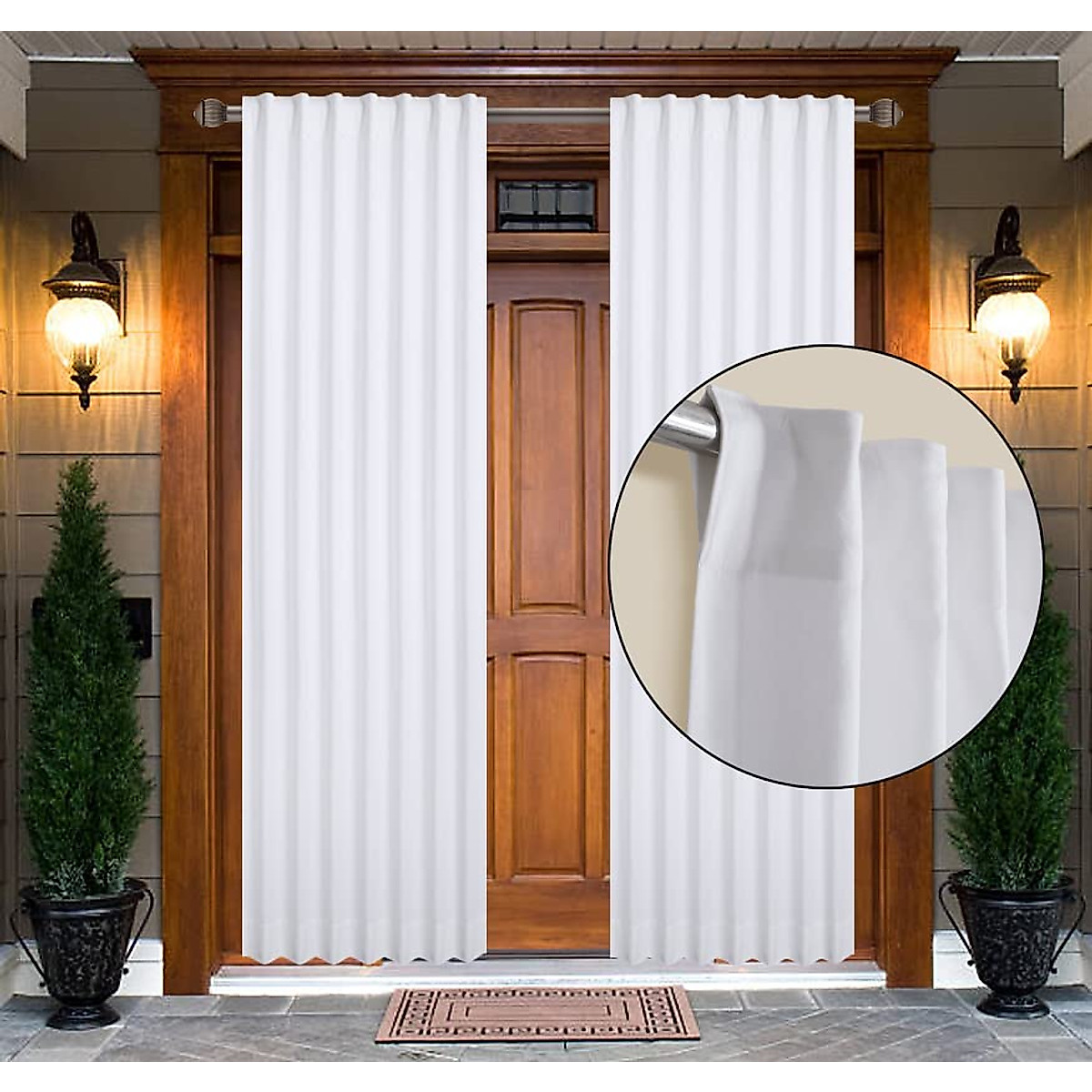 Farmhouse Cotton Duck Curtains 50x108 inch White Textured Slub, 108 Inch Cotton Curtains 16'sx8's, Tab top Curtains for Living Room, White Cotton Curtains, White Panel Curtain Set of 2