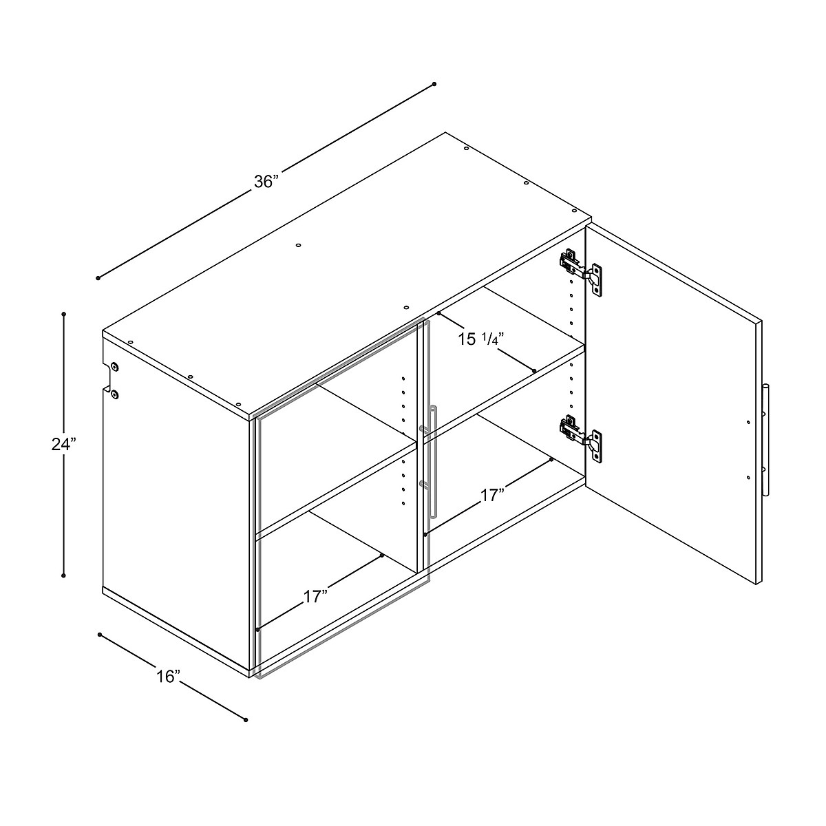 Prepac HangUps Upper Storage Cabinet - Elegant and Spacious Wall Cabinets to Maximize Your Storage, 36" Size, Classic Light Gray Finish