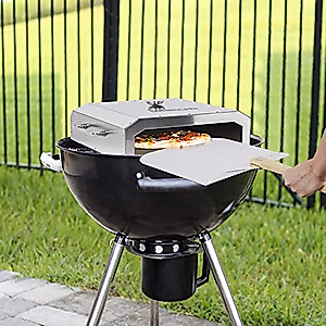 Mimiuo Portable Barbecue Pizza Top Oven Kit with 13" Pizza Stone and Foldable Pizza Peel - Stainless Steel Gas Grilled Pizza Oven for Most Gas Grill Charcoal Grill Pellet Grill & Other Grills