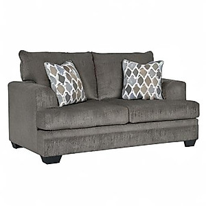 Signature Design by Ashley Dorsten Contemporary Loveseat with Accent Pillows, Slate Gray