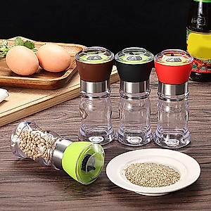 Hofumix Pepper Mill Salt Pepper Shakers Pepper Grinder Spice Corn Stainless Steel Mill Grinder Mulle Manual Seasoning Bottle Ceramic Adjustable Coarseness Grinder 4Pcs
