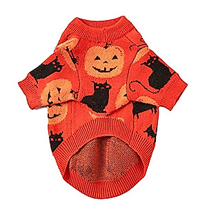 NIULA Dog Halloween Sweater Pet Pumpkin Sweater Cat Funny Halloween Jumper Puppy Clothes Kitty Clothes(S)
