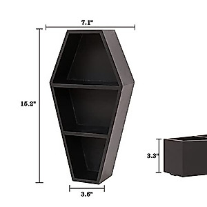 U/D Coffin Shelf Coffin Bookshelf Gothic Room Decor Floating Shelves Witchy Gifts for Halloween,Grunge Room Decor,Skull Wall Decor