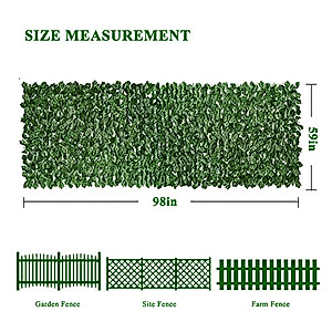 iCover 59 * 98in Artificial Ivy Privacy Fence Screen, Green Maple Leaf Strengthened Joint Prevent Leaves Falling Off, Faux Hedge Panels Greenery Vines, Decorative Fence for Outdoor, Garden