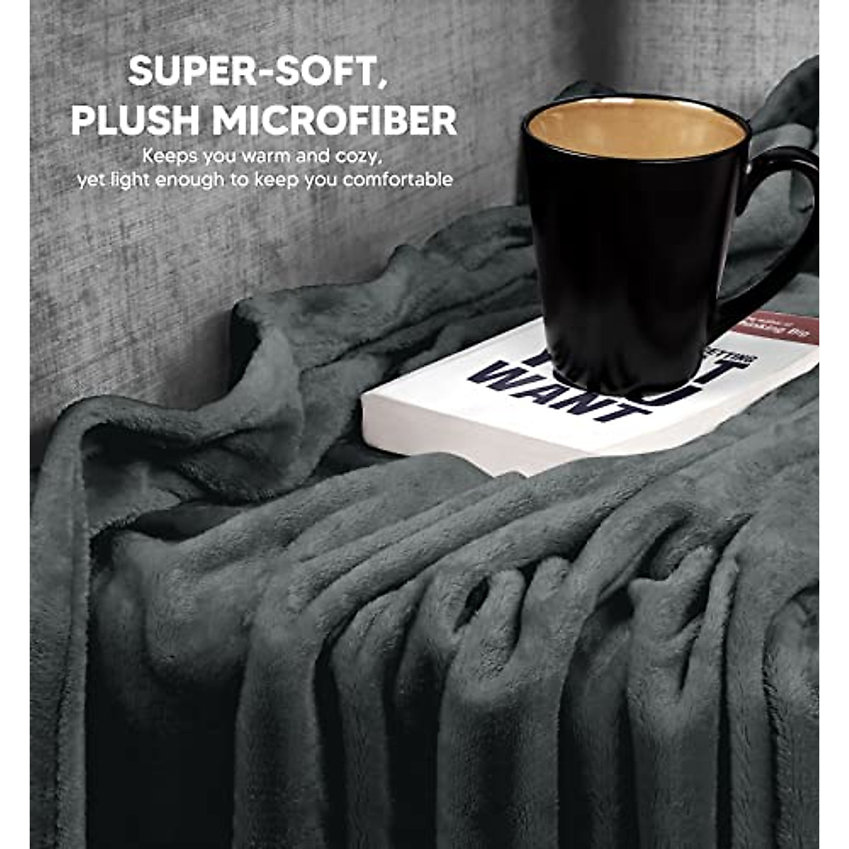 Utopia Bedding Fleece Blanket King Size Grey 300GSM Luxury Bed Blanket Anti-Static Fuzzy Soft Blanket Microfiber (90x102 Inches)