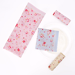 HOULIFE Ladies 100% 60S Cotton Handkerchiefs Womens Red Rose Floral Print Hankies for Wedding Party 18x18