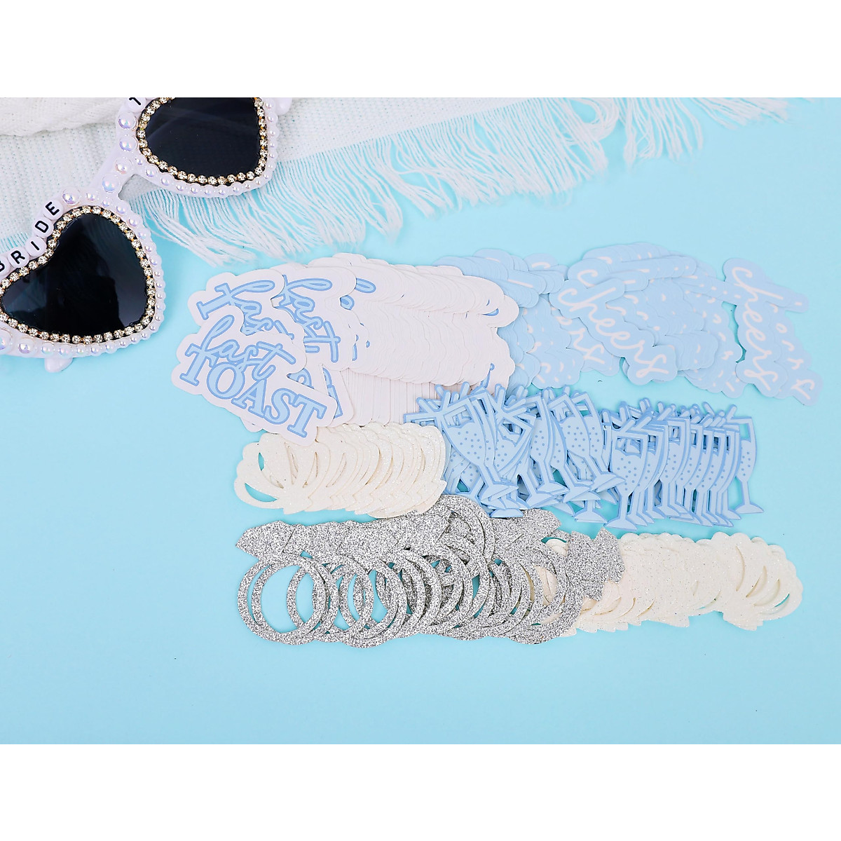 200psc Last Toast on the Coast Confetti - Last Toast Bachelorette Party Decorations, Ocean Bridal Shower Confetti, Beach and Coastal Bachelorette Party Decor, Shimmery Seashell and Ring Confetti